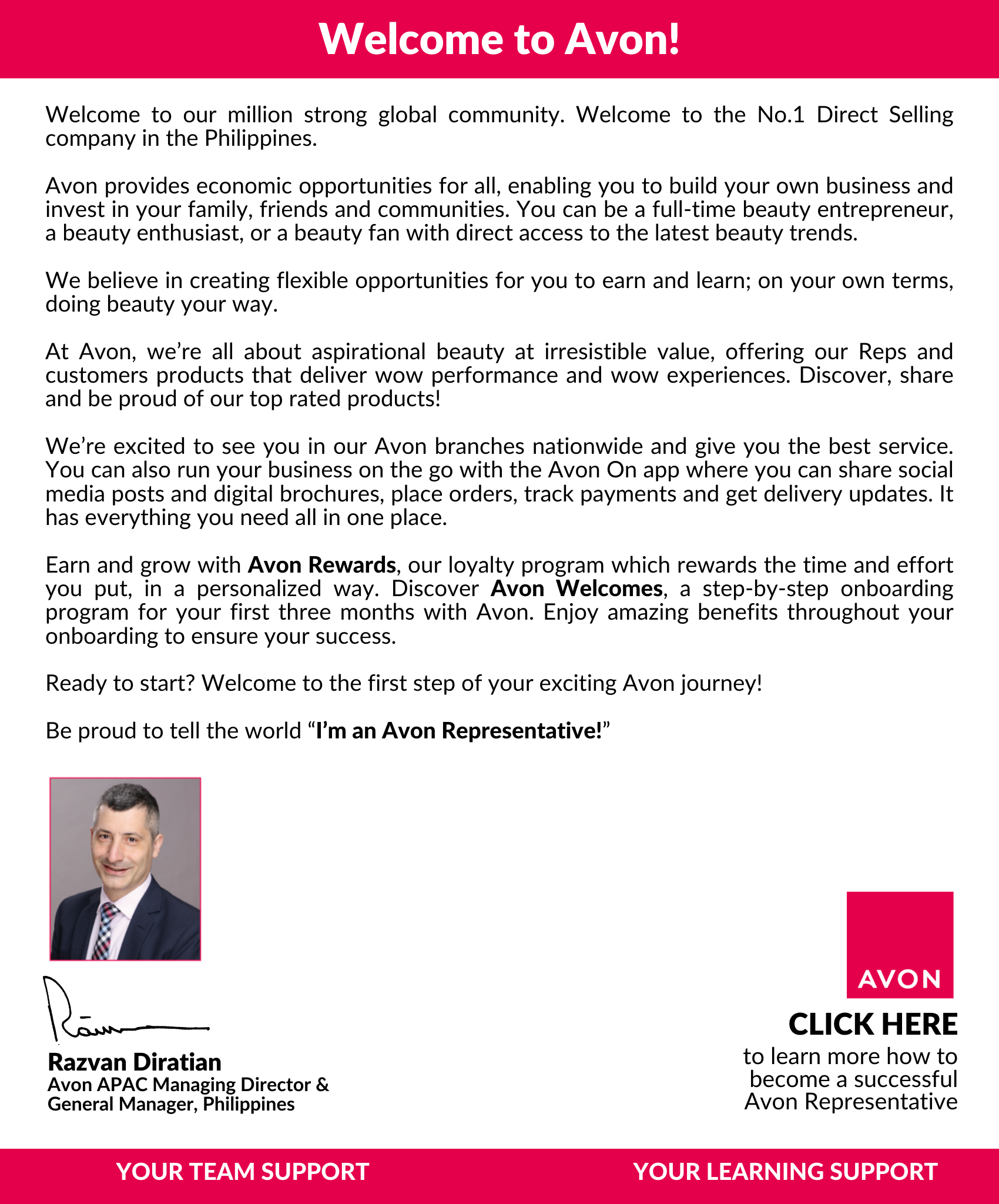 We're so glad you're here, Avon Rep!